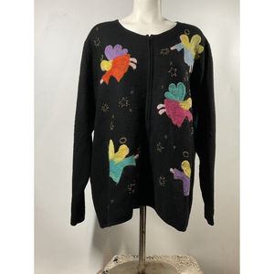 Quacker Factory | Sweaters | Quacker Factory 2x Wool Blk Cardigan Zip ...